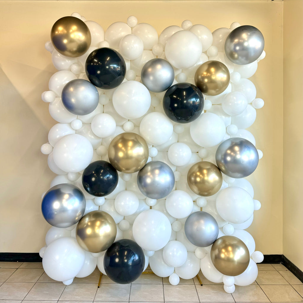 White, Black, Gold & Silver Balloon Wall 5x7