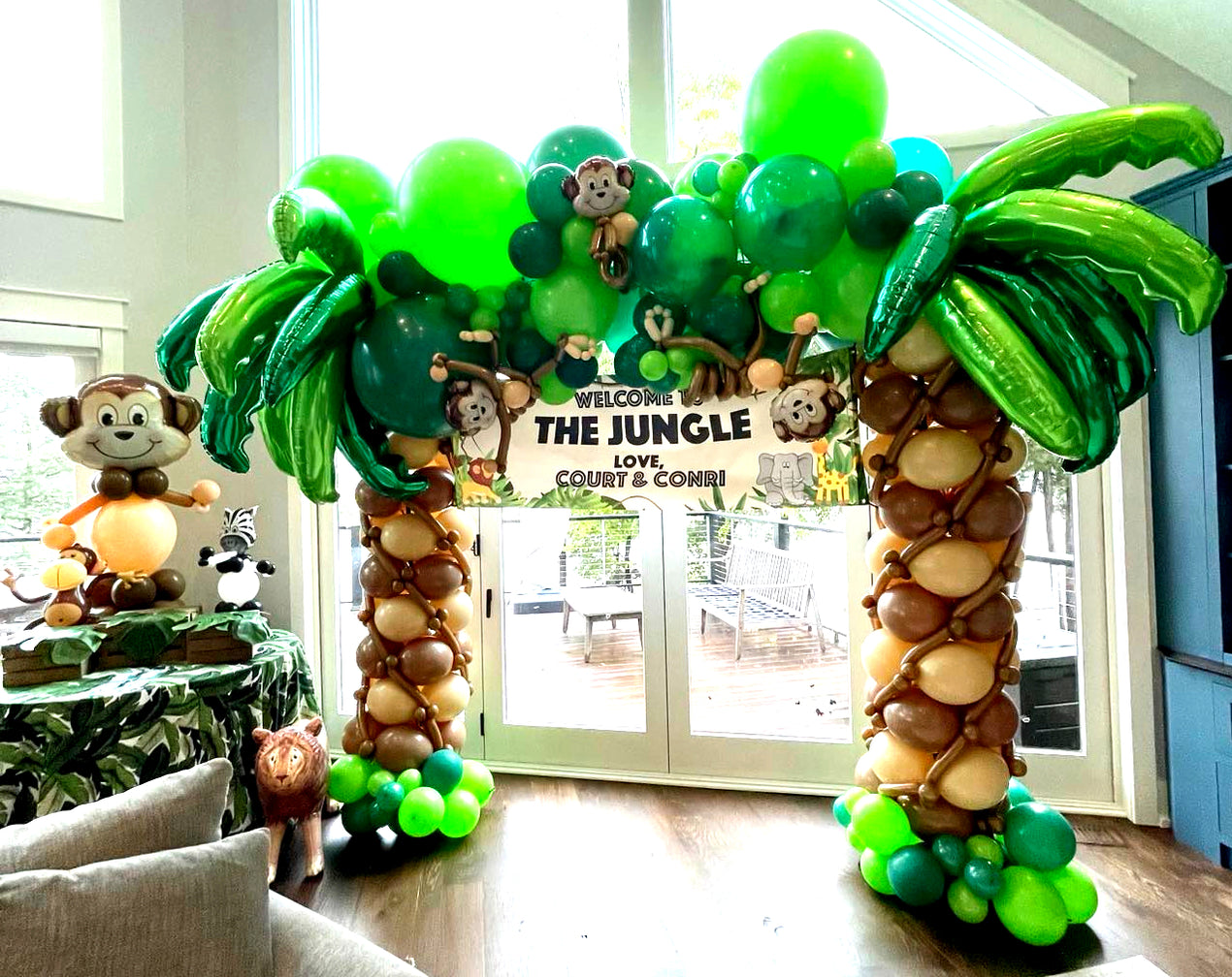 Jungle Monkey Palm Trees Banner — North Shore Balloon Decor